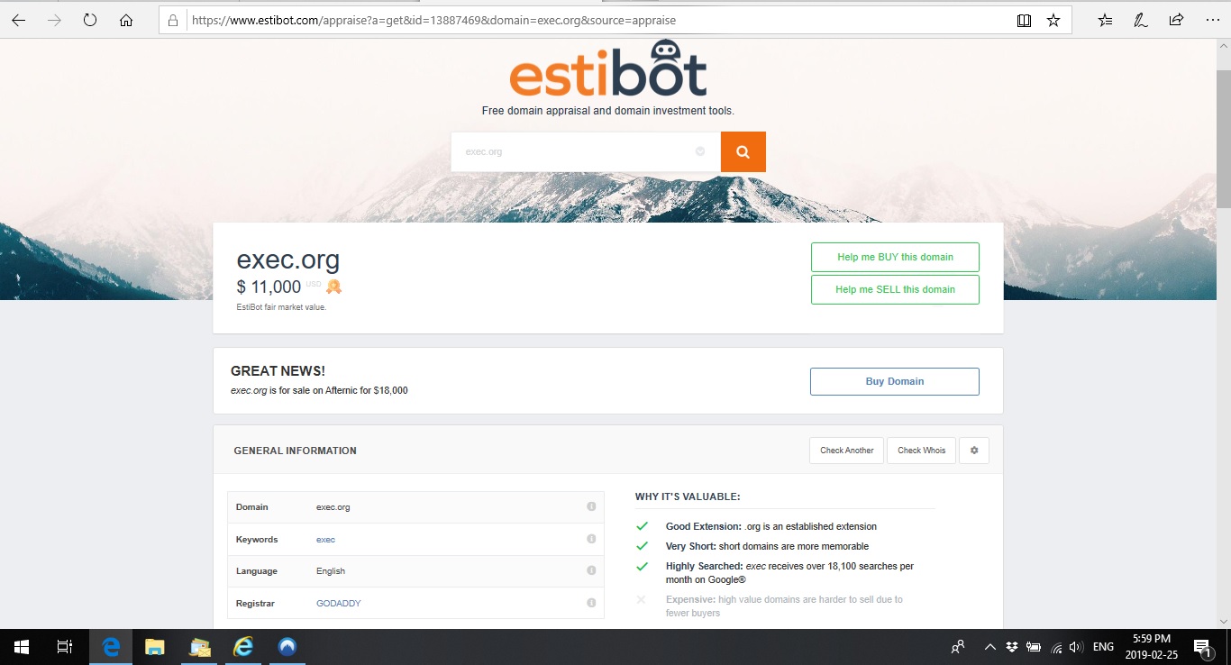 Why is it valuable ? Please view the independent report from estibot ...